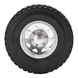 RC Car Rear Rubber Loader Wheels,Durable Metal Alloy Rear Wheel Hub Rims Hub Upgrade Spare Parts Accessory for 1/14 RC Trailer (Silver)