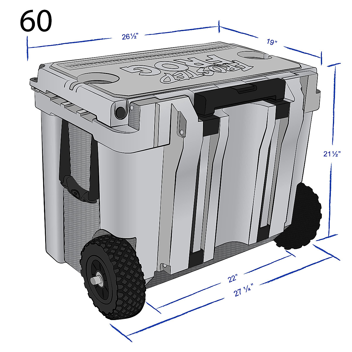 Frosted Frog 60 Quart Ice Chest Heavy Duty High Performance Roto-Molded Commercial Grade Insulated Cooler with Telescoping Handle and Wheels (Red Camo)