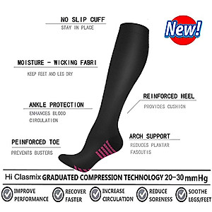 Hi Clasmix 5 Pairs Compression Socks for Women&Men-20-30mmhg Best for Circulation,Pregnancy,Media,Nurse,Running,Travel(Multicoloured 13a Large-X-Large)