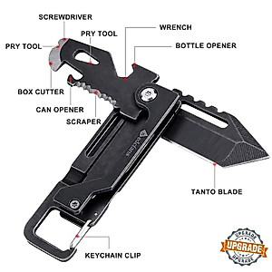 edcfans Keychain Knife, EDC Multitool Key Chains for man, Small Pocket Knives with Clip Box Cutter with Can / Bottle Opener, Screwdriver, Wrench and Pry Tool, Gifts for Men Women Dad Everyday Carry