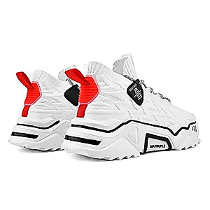 MATRUPLE Mens Fashion Sneakers High Top Casual Shoes Athletic Walking Mesh Comfortable Sports Shoe White