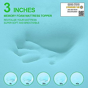 CHxxy 3 Inch Memory Foam Mattress Topper Queen, Gel-Infused Bed Topper for Back Pain Pressure Relief, Soft and Firm Dual Layer Design with Removable Washable Cover & Adjustable Straps…