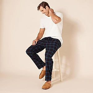 Amazon Essentials Men's Flannel Pajama Pant (Available in Big & Tall), Black Blue Plaid, X-Large