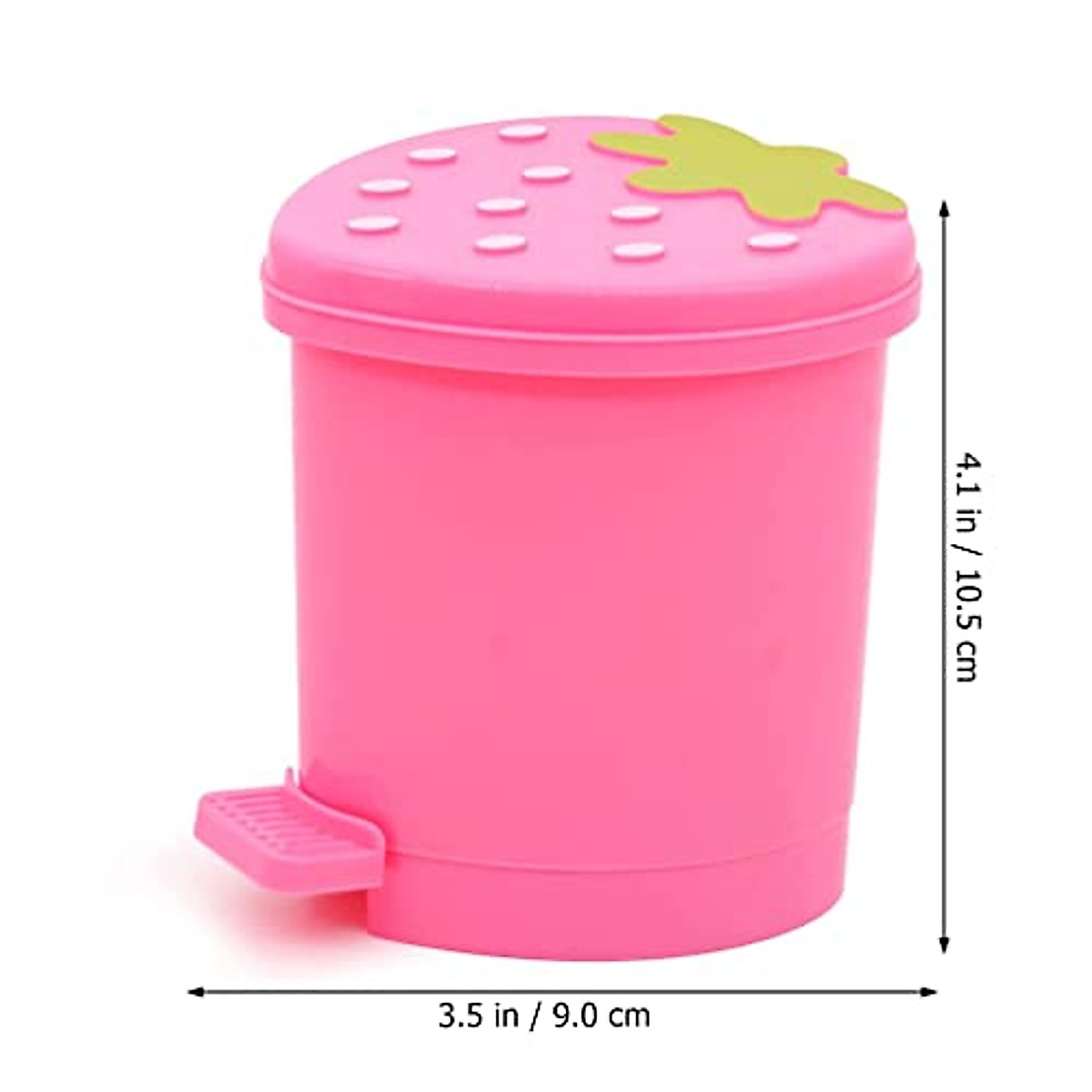 DOITOOL Mini Heart Desktop Trash Can: Push Type Strawberry Wastebasket Small Paper Tabletop Garbage Bin with Swing Lid Countertop Trash Container for Office Home Pink