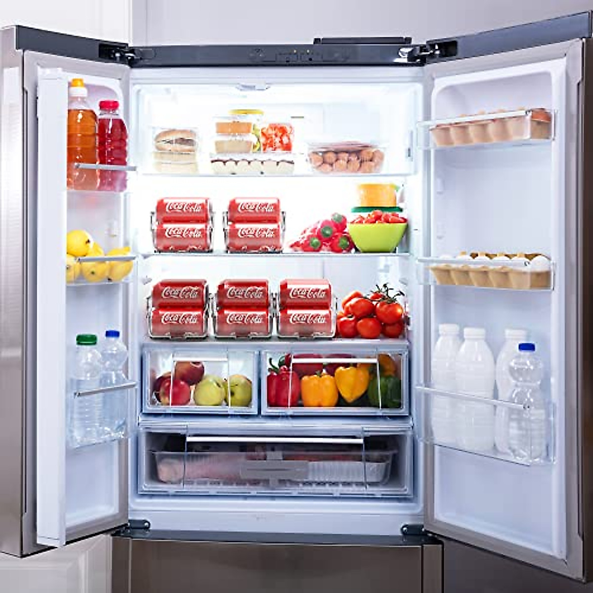 SimpleHouseware Can Dispense Refrigerator Organizer Storage, Clear, Set of 6