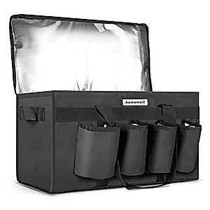 Homemell Large Insulated Bag with Drink Holder Reusable Grocery Bags to Keep Pizza and All Items Hot, Cold and Frozen - Black Collapsible Cooler, Thermal Bag for Travel and Food Transport