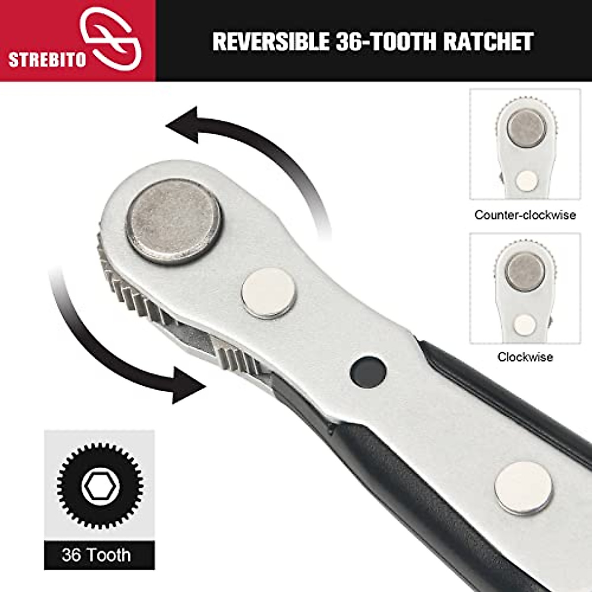 STREBITO Mini Ratchet Set 12-Piece 1/4 Ratchet Right Angle Screwdriver Set Small Ratcheting Wrench 90 Degree Offset Screwdriver High Torque Low Profile Ratchet Angled Screwdriver For Tight Spaces