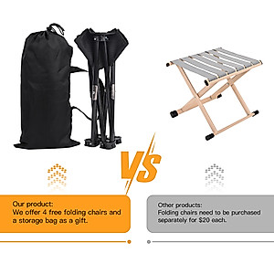 CSINPO Folding Table with Chairs,Portable Folding Camping Table,Picnic Table and 4 Chairs, Aluminum Folding Table for Picnic,Beach,Fishing,Hiking,BBQ,Parties,Activities,Indoor or Outdoor Use(Medium)
