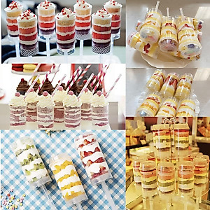 YIN AISIKE 40 Pack Cake Push Pop Containers, Cake Pop Shooter, Clear Round Shape Push-Up Shooter, Plastic Containers with Lids, Base & Stick