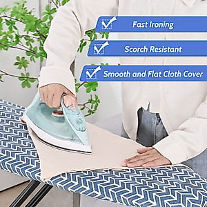 APEXCHASER Ironing Board, Full Size Iron Board with Iron Rest, lightweight Ironing Board with Height Adjustable, Extra Thick Heat-Resistant Cover with Padding, Heavy-Duty Sturdy Metal Legs, 49x13 Blue