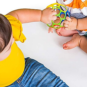 Bright Starts Oball Easy Grasp Classic Ball BPA-Free Infant Toy in Red, Yellow, Green, Blue, Age Newborn and up, 4 Inches