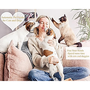 Automatic Cat Feeder Wet Food 2 Cat, 2 Meal Smart Pet Feeder, Low Noise Timed Feeder for Cats & Dogs, Dry or Semi-Moist Pet Food Dispenser, 1-48 Hours Microchip Cat Feeder, Auto-On Smart Pet Feeder