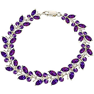 Galaxy Gold GG 16.5 Carat 14k Solid White Gold Butterfly Bracelet Amethyst