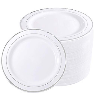 WELLIFE Silver Plastic Dinner Plates 72 Pieces, 10.25" Silver Disposable Plates, Premium Hard Plastic Lunch Plates, Ideal for Wedding, Parties