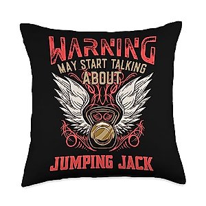 Witty Bodybuilding Exercise Healthy Lifting Jumping Jack Funny Workout Humor Gym Fitness Health Throw Pillow, 18x18, Multicolor