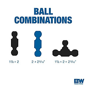 B&W Trailer Hitches Tow & Stow Adjustable Trailer Hitch Ball Mount with Browning Logo - Fits 2" Receiver, Dual Ball (2" x 2-5/16"), 3" Drop, 10,000 GTW - TS10033BB