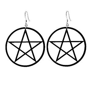 Large Black Pentagram Hoop Earrings for Women,Acrylic Hollow Stars Circular Earrings Bar Party Gifts