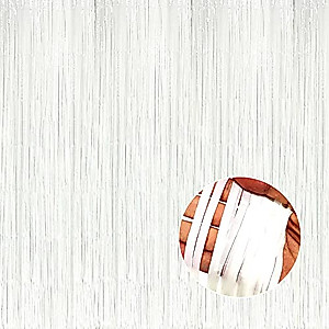 4 Pack Macaron White Foil Fringe Curtain Backdrop, 3.28Ft x 6.56Ft Foil Fringe Streamers Curtains for Party, Photo Booth Props, Birthday, 2022 Graduation Decoration Supplies, macaron milky 2