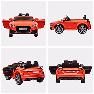 Aosom 6V Kids Electric Ride On Car, Licensed Audi TT RS with Suspension System and Remote Control, Horn, 5 Songs, Lights, MP3 Player, Red