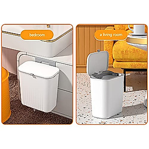 Hanging Trash Can with Lid, Kitchen Cabinet Door Hanging Trash Can,Cover Cabinet Trash Can,Reusable Door Hanging Trash Can,Under Sink Door Trash,for Can RV, Kitchen,Bathroom (White)