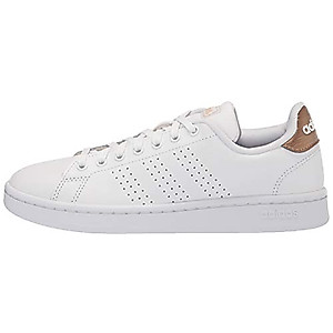 adidas Women's Advantage Tennis Shoe, White/White/Copper Metallic, 9