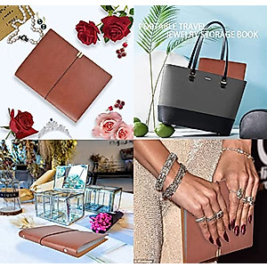 ChezMax Jewelry Organizer, Jewelry Storage Book with Pockets, Foldable Earrings Travel Album, PU Leather Accessories Holder Booklet for Bracelets Necklace Rings (64 Grids+64 Anti-Oxidation PVC Bags)