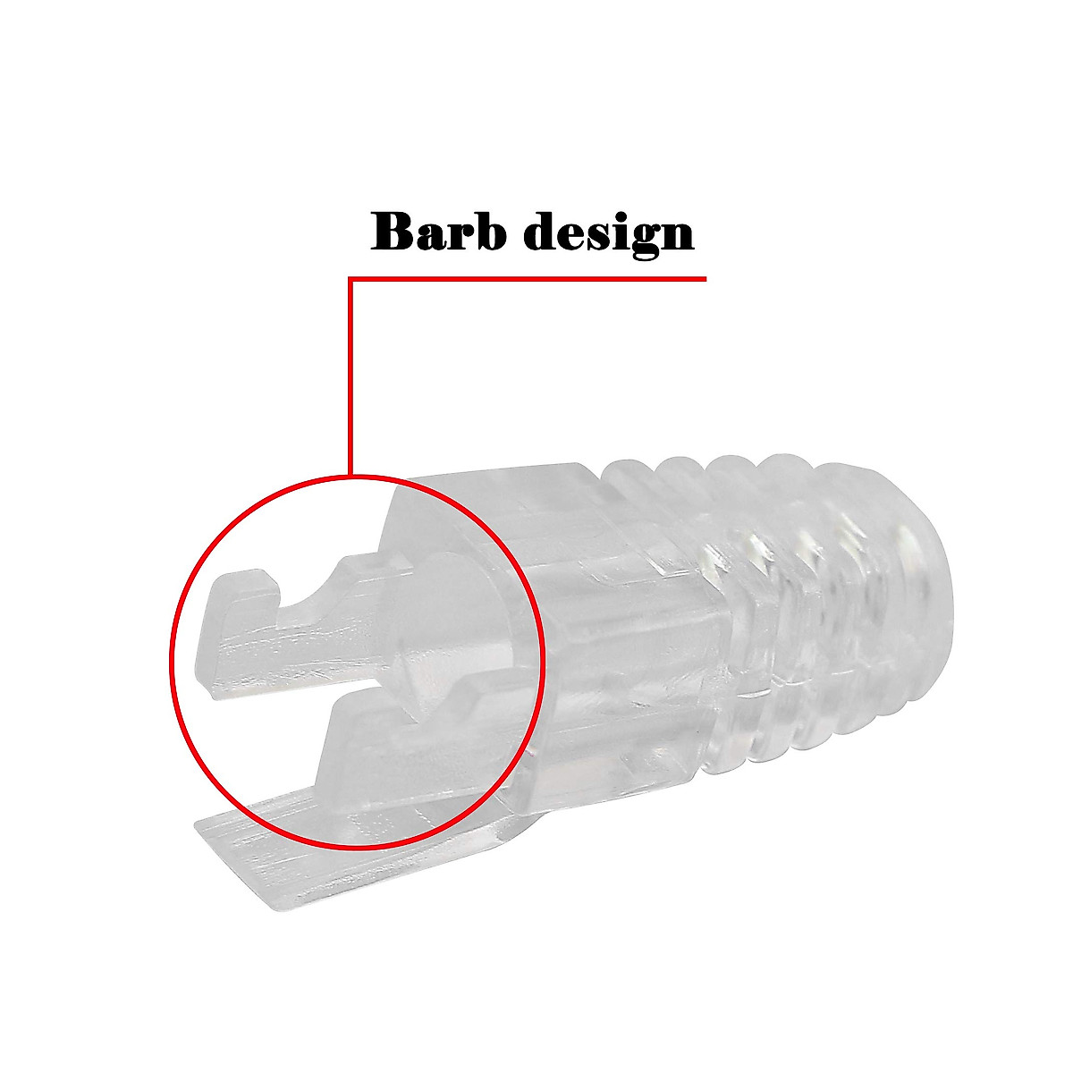 GELRHONR 100 Pcs RJ45 CAT6 Strain Relief Boots Connector for Standard CAT6 CAT6A Ethernet Cable LAN Cable Connector Boot Cover for Various Diameter LAN Cable-Clear