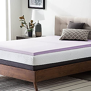 LUCID 2 Inch Lavender Infused Memory Foam Mattress Topper - Ventilated Design - California King Size