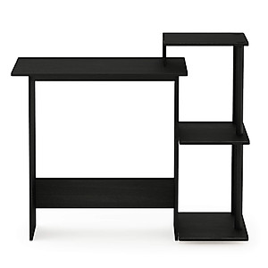 Furinno Efficient Home Laptop Notebook Computer Desk with Square Shelves, Americano/Black