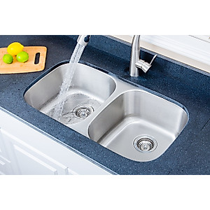Wells Sinkware CMU3318-88-1 Stainless Steel Kitchen Sink Package, 33" 50/50 8" Deep, Brushed Matte Finish