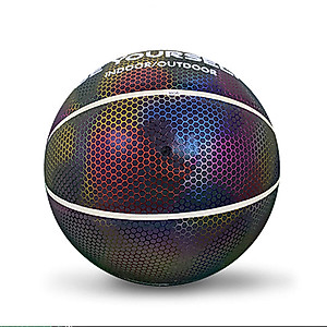 AOZBZ Glow Basketball NO.7 Holographic Basketball Glow in The Dark for Night Sports Kids Gifts, with Ball Bag, Inflator, Ball Needles