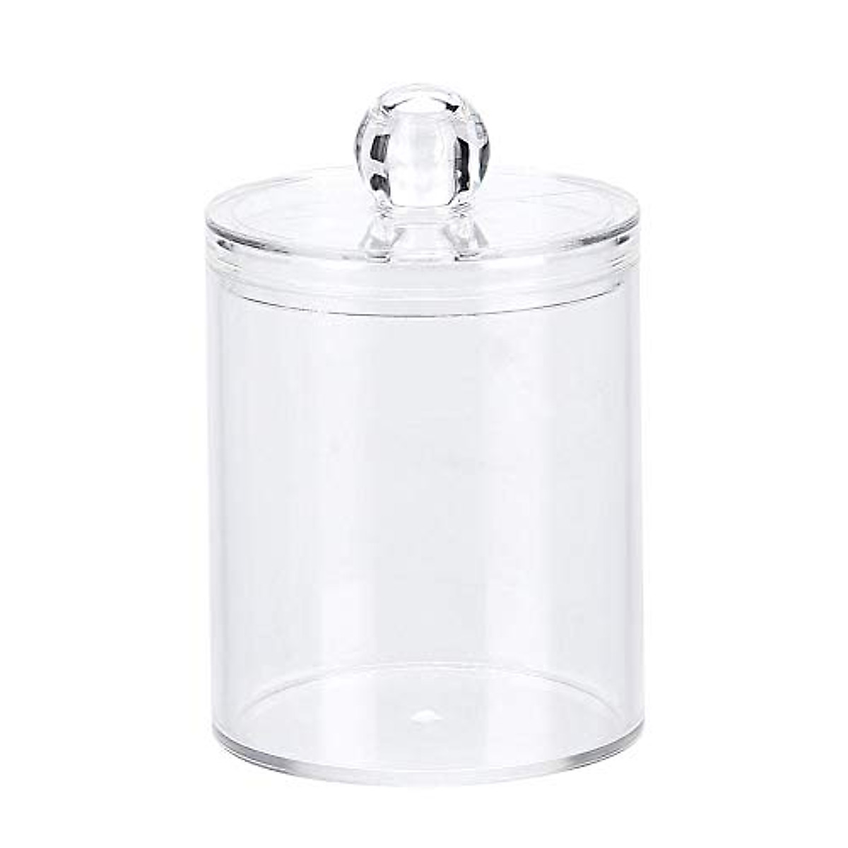 Acrylic Cotton Ball Holder with Lid, Round Cotton Bud Case Acrylic Cotton Swab Holder Storage Container Organizer,Bathroom Containers Dispenser for Organizing Cotton Swab, Cotton Pads, Makeup