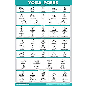 QuickFit Yoga Position Exercise Poster - Yoga Asana Poses Chart - Laminated, 18" x 27"