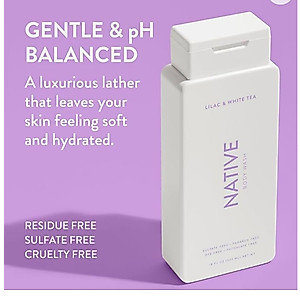 Native Body Wash Contains Naturally Derived Ingredients | For Women & Men, Sulfate, Paraben, & Dye Free Leaving Skin Soft and Hydrating | Lilac & White Tea 18 oz - 2 Pk