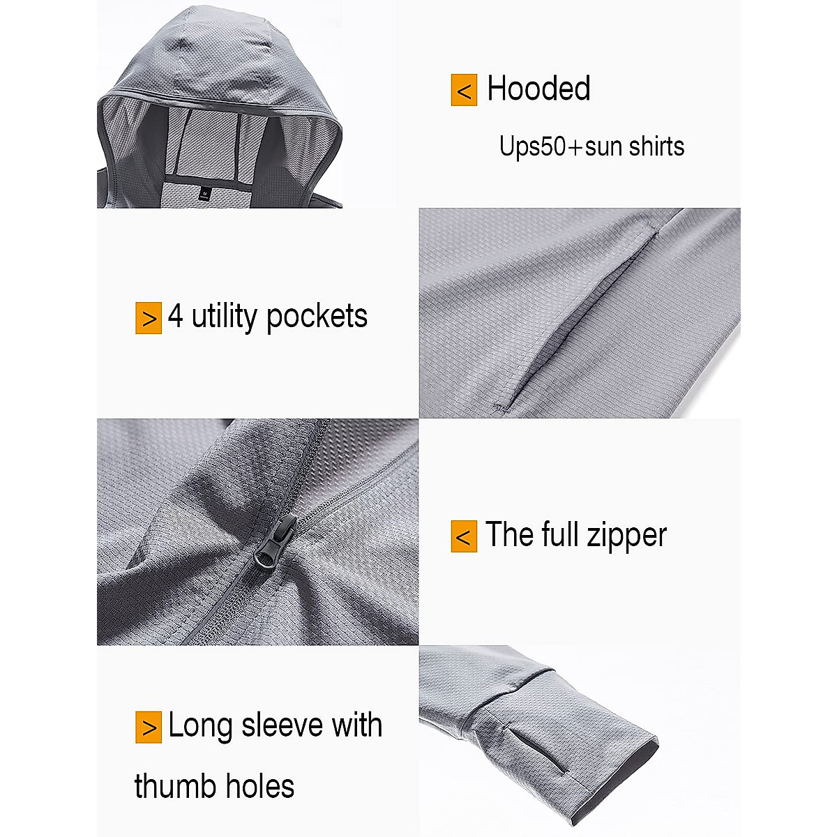 Locachy Men's UPF 50+ Sun Protection Outdoor Lightweight Full Zip Hoodie Jacket Long Sleeve Fishing Hiking Performance Shirt Black XXL