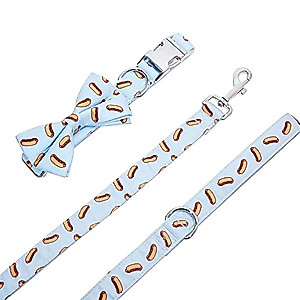YourSchoiceVi Dog Harness Set, Dog Collar & Leash Bandana, No Pull Harness Vest, Boy Dog Collar Bowtie, Puppy Collar Harness Leash Set (Small(cm), Bow Collar and Leash)