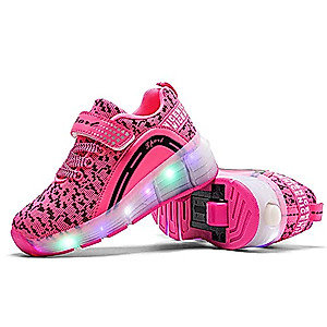 Nsasy Roller Shoes Girls Boys Wheels Sneakers Led Light up Sport shoes Roller Skates Best Gift