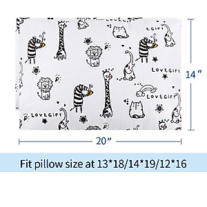 Kid Toddler Pillowcase 2 Pack - Organic Cotton Toddler Travel Pillow Case - Hypoallergenic Envelope Closure Girls Boys Pillow Cover for Sleeping, 14x20 inch