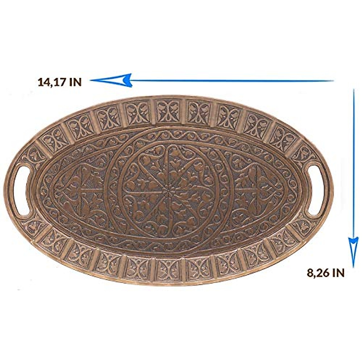 Alisveristime Turkish Ottoman Coffee Tea Beverage Serving Ellipse Tray (SMALL TRAY) (Copper)