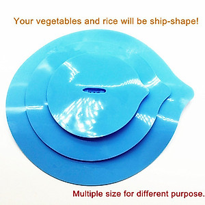 eoocvt 3pcs Steam Ship Silicone Steamer Lid Food Covers Cute Design Steaming Pot Lids and Bowl Covers Keep Food Fresh, Pack of 3