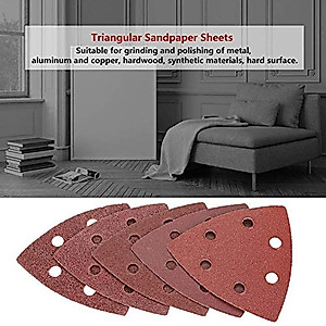 100pcs Sanding Paper, 80mm 60/80/120/180/240 Grits Triangular Hook & Loop Triangle Sandpaper +1 Sand Pad for Bosch Fein Oscillating Multi Tool