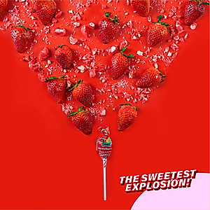 Colombina Bon Bon Bum Classic Lollipops w/Bubble Gum Center, Strawberry Flavor, Individually Wrapped, Ideal for Party Favors and Gifts, 1 Pack (10 Count)