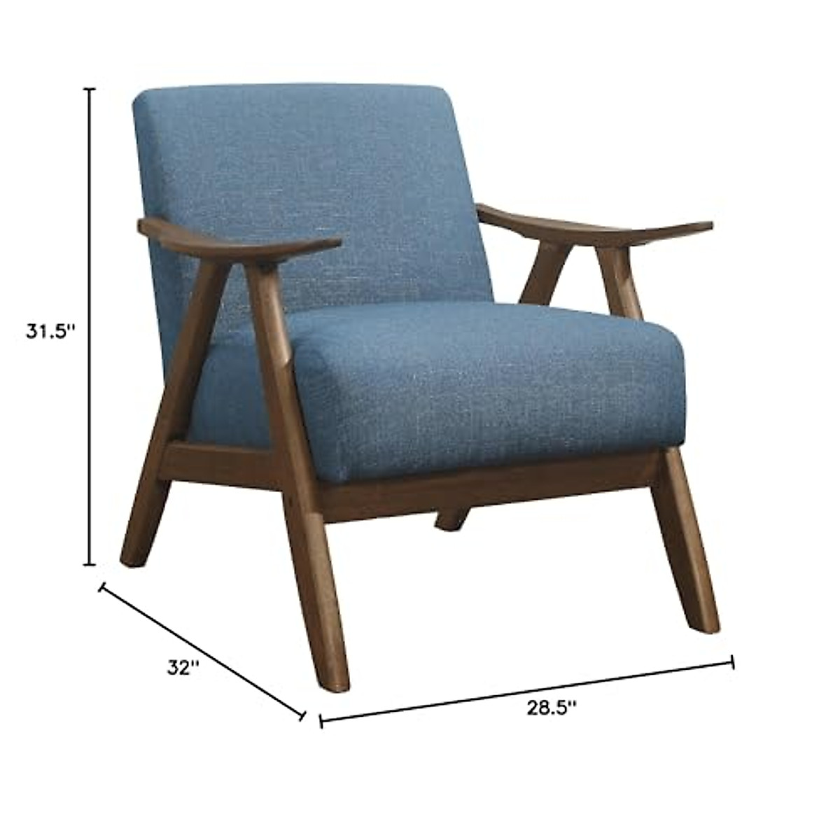 Wycian Chair Seat Cushion, Dining Chair 18 Inch Seat Height Solid Wood Blue Upholstered Back and Curved Arms Seat Height 18" for Living Room Bedroom 1PC