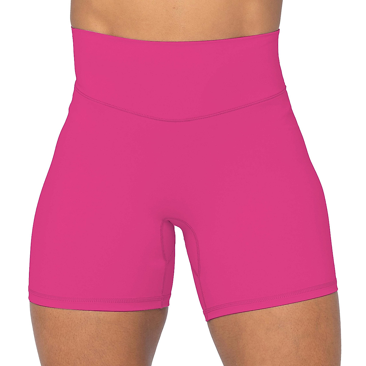 Sunzel Women's Biker Shorts in High Waist Tummy Control with No Front Seam 5" Hot Pink Medium