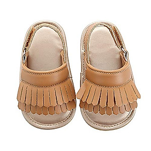 koshine Baby Sandal Tassels Summer Toddler Slipper Shoes 0-18 Months (12-18 Months,Khaki)