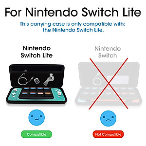 amCase Carrying Case for Nintendo Switch Lite (2019) - Protective Hard Shell Portable Travel Case w/Handle (Black)