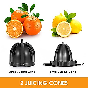 ChefVille CJ02 Electric Citrus Juicer, Electric Orange Juicer Squeezer with 2 Cones for Easy Use, Large Capacity Juice Container for the Whole Family, Party, Commercial Use, exprimidor de naranjas electrico
