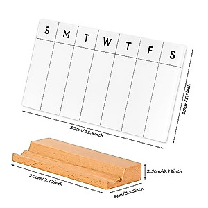 TORASO Desktop Glass Weekly Whiteboard, 12"x6" Dry Erase Calendar with Detachalble Solid Wood Stand, Planner Board for Office, Home, School(Glass,Weekly-WH)