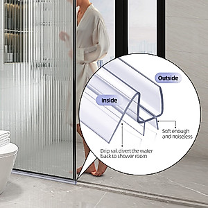 1 Pack Shower Door Bottom Seal POZIA-36(914mm) Long,1/2"(12mm) Thick,Frameless Glass Shower Door Seal Strip Clear Polycarbonate Durable Stop Shower Leaks and Create a Water Barrier Ultra Clear