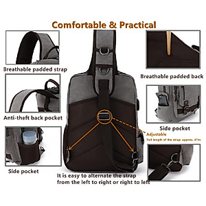Leaper Men Canvas Messenger Bag Anti Theft Crossbody Bags Unisex Sling Bag Shoulder Bag with Charging Port Black, XXL